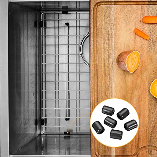 MECCANIXITY Kitchen Sink Rack Feet 5mm ID x 10.5mm OD PVC Sink Replacement Feet for Protective Sink Grid, Black Pack of 40