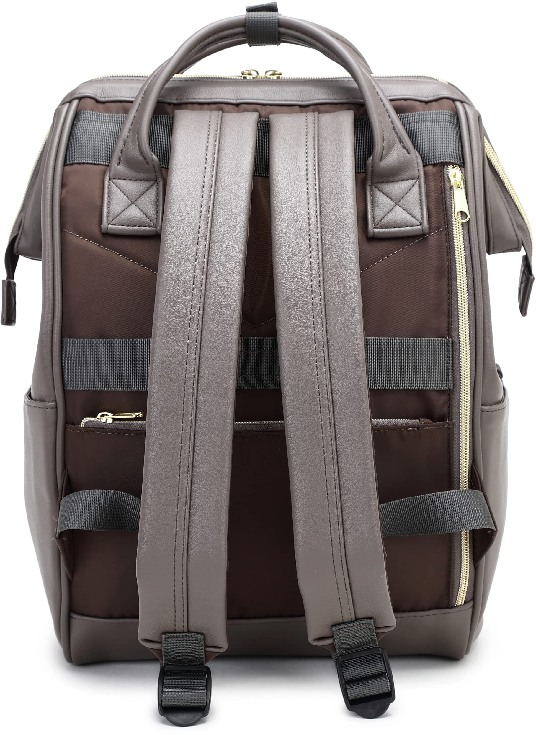 Kah&Kee Leather Backpack Diaper Bag Laptop Travel Doctor Teacher Bag For Women Man (Grey II)