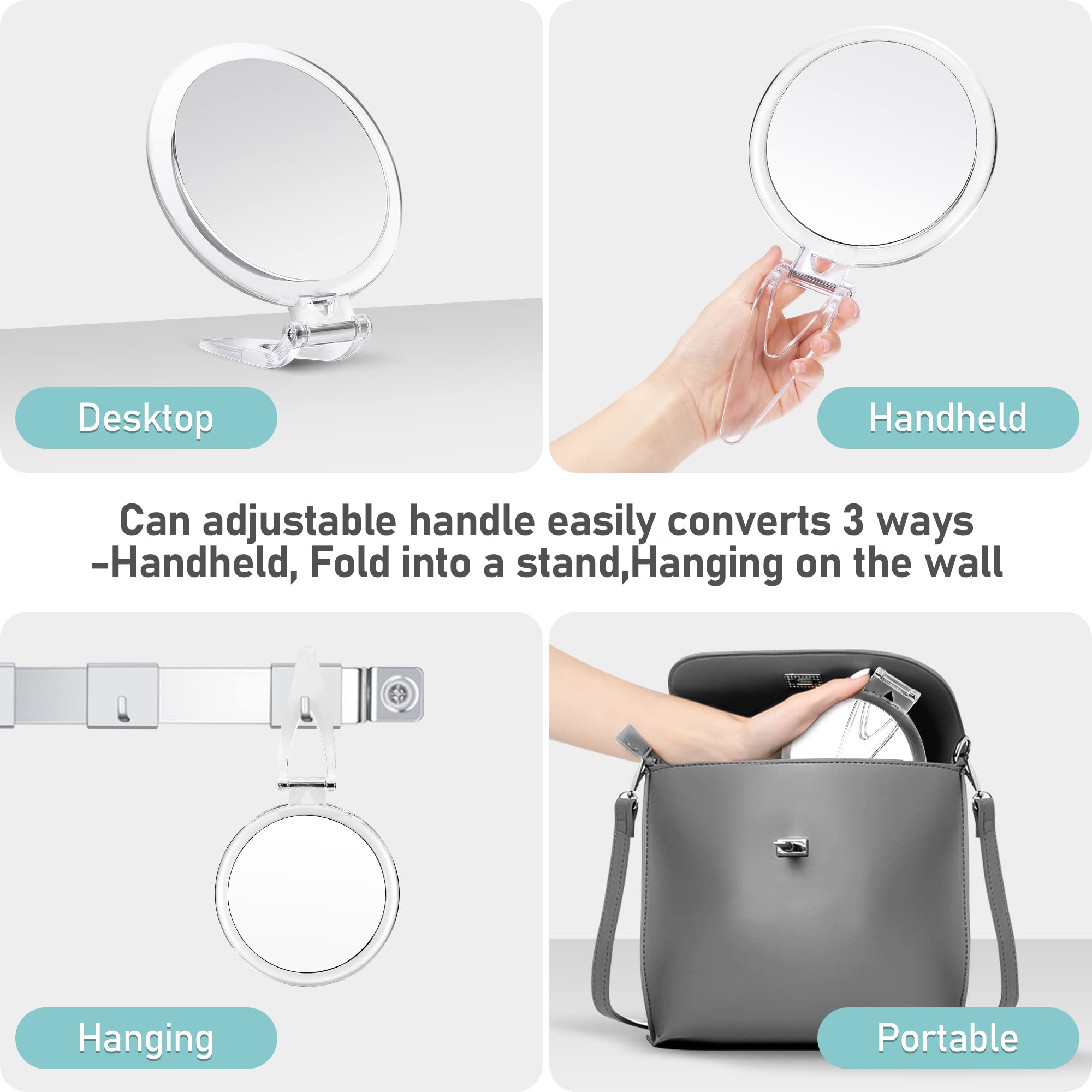 MIYADIVA Magnifying Mirror,30X Hand Mirror with Handle,Travel Magnifying Mirror with Double-Sided 1X/30X Magnification,6 in Handheld Magnifying Mirror,Foldable Makeup Mirrors as a Gift for Parents