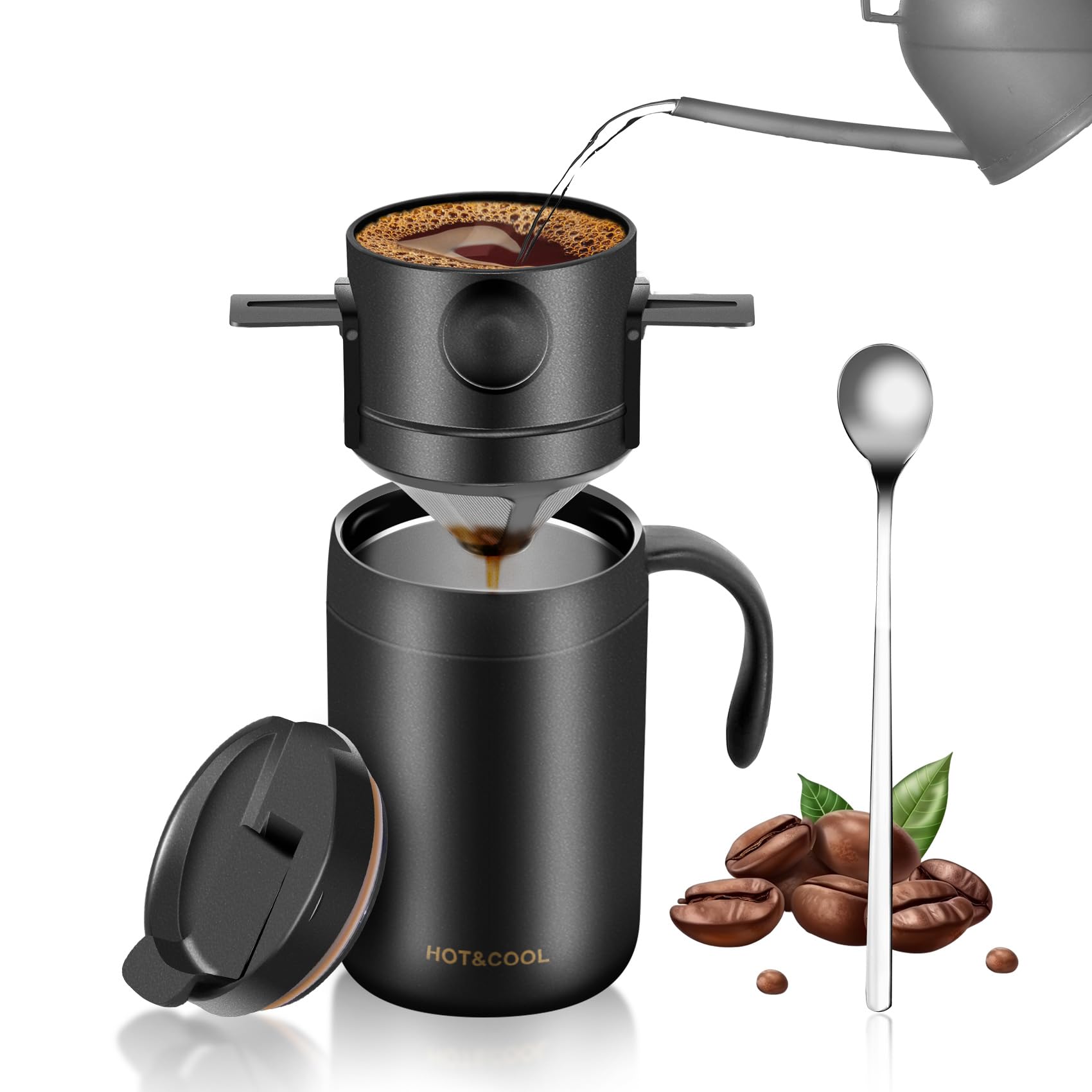 OARSE 16oz Camping Coffee Maker Pour Over Coffee Maker Set,Camp Pour Over Set,Portable Coffee Kit for Travel, Camping, Offices, Backpacking