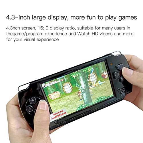 New 4.3" Full Color High-Speed Crisp TFT Widescreen Video Game Console Built-in 10000 Games, with Mini 5P USB, 3.5mm AUX Earphone Output/TV Output, TF Card Holder(Black)