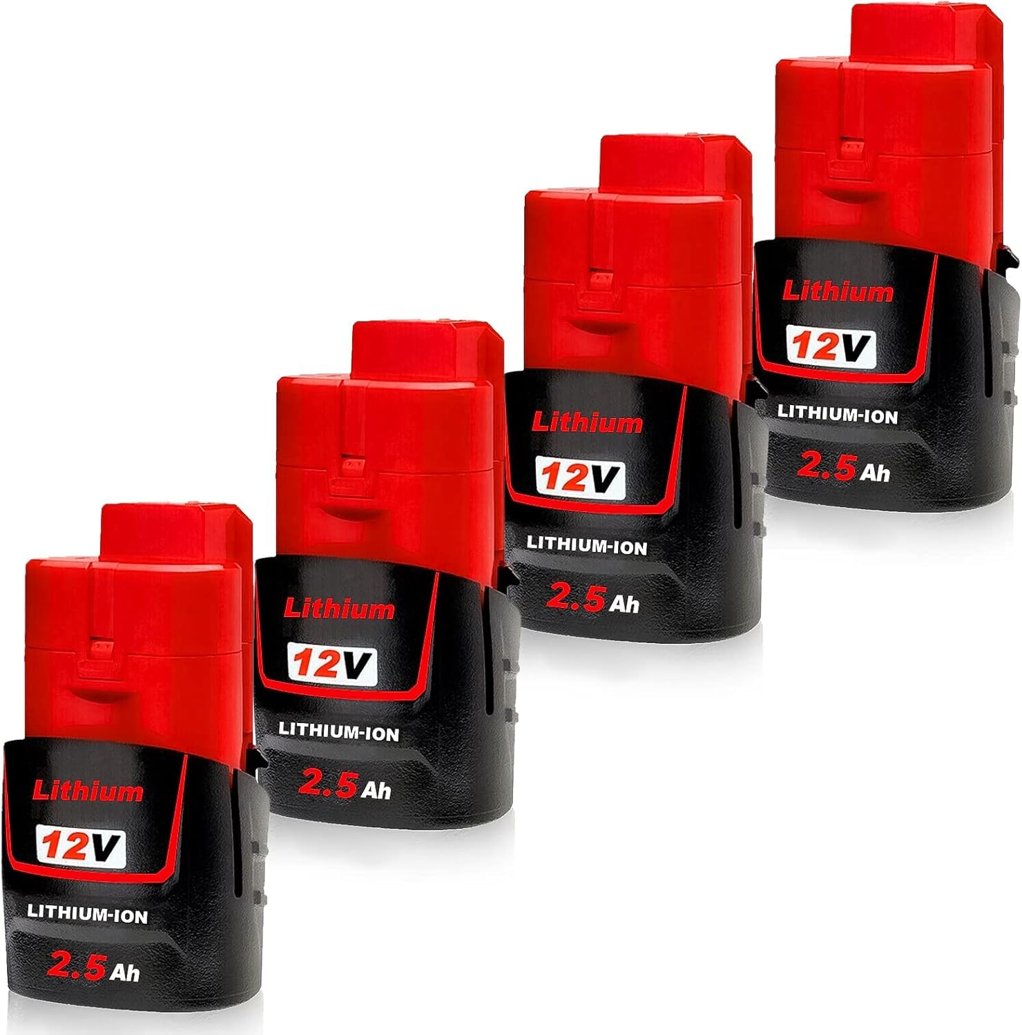 VINIDA 4packs 12V 2.5AH Replacement for Milwaukee M-12 Battery Compatible with Milwaukee 48-11-2411 48-11-2420 48-11-2401 48-11-2402 Tools