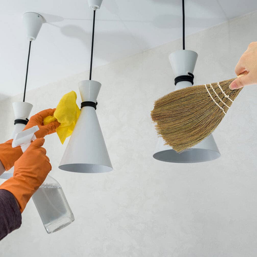 Sweeping Broom Palm Broom Small Natural Whisk Broom Retro Vietnamese Sweeping Broom Desk Cleaning Brush for Courtyard Garage Lobby Mall Market Sidewalks Decks