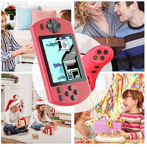 Retro Handheld Game Console, Melusen Video Game Console with 500 Classical FC Games 3.5-Inch Color Screen 800mAh Rechargeable Battery Gameboy Support for Connecting TV and Two Players (500 Games-Red)