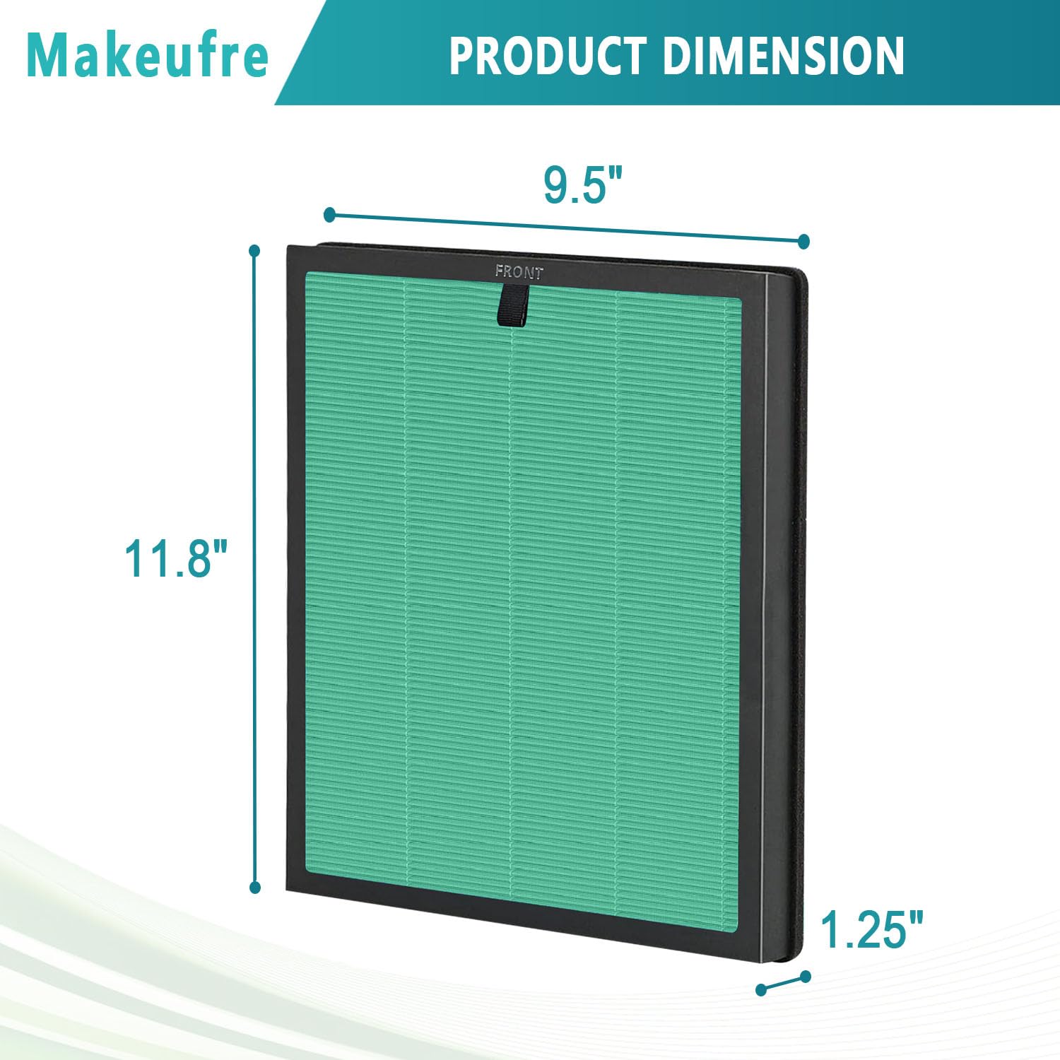 Makeufre MKD05 Air Filter Replacement, Compatible with AROEVE MKD05 Air Purifier, 4-in-1 High-Efficiency HEPA Filter, 2 Pack (MKD05 filter Green)