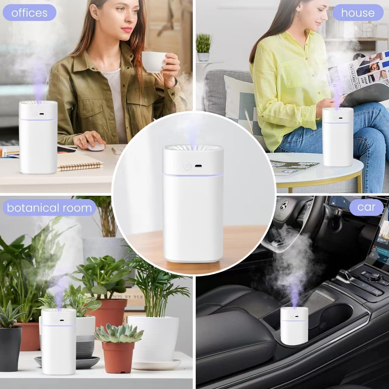 Mini Humidifier,Small Cool Mist Humidifier,Rechargeable Desktop Humidifier For Baby Bedroom, Travel Office Home Car Humidifier, Super Quiet, Blue