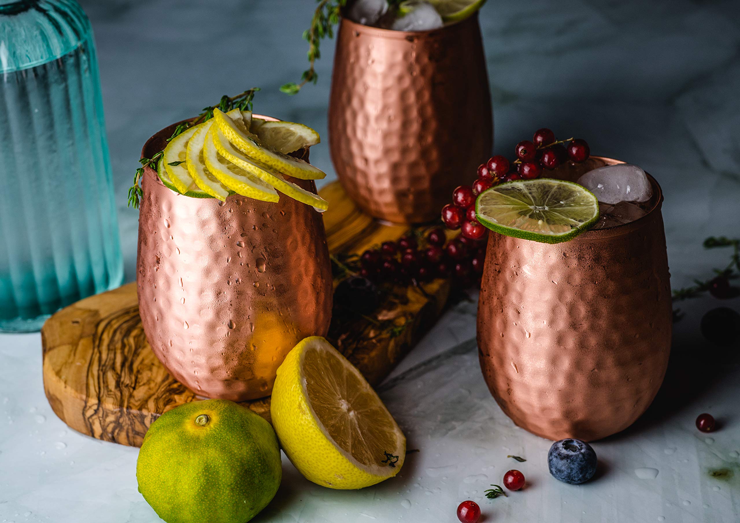 Kosdeg Copper Cups - 16 Oz set of 4 - A Unique Way To Enjoy Wine - The Perfect Pure Copper Tumbler for Water - Copper Drinking Cups Better Than Glasses or Plastic - Moscow Mule Copper Cup For Drinking