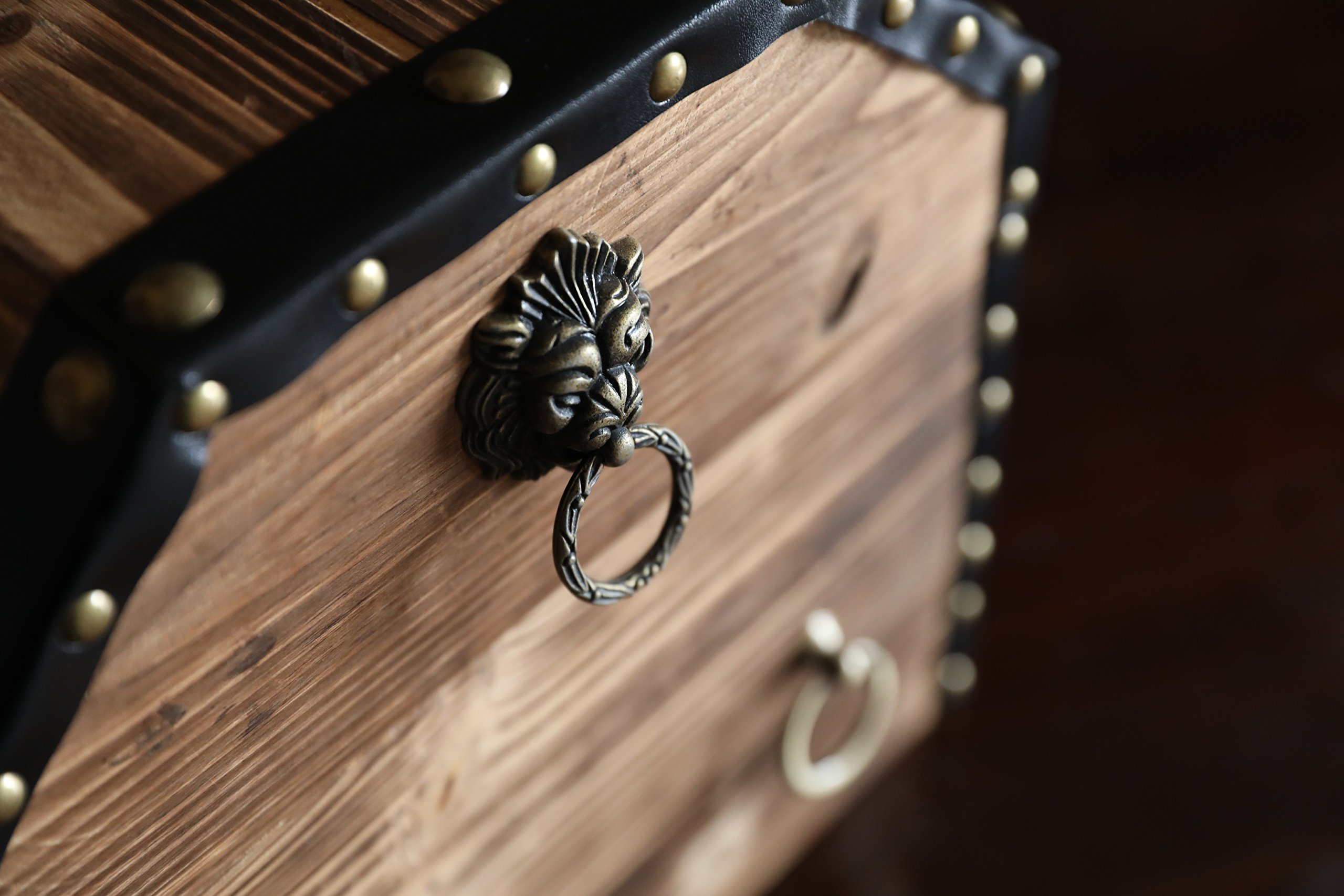 Vintiquewise Large Wooden Decorative Pirate Lockable Trunk with Lion Rings