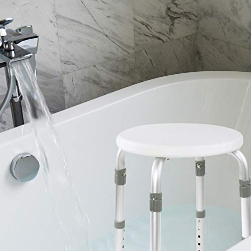Medical Tool-Free Assembly Adjustable Shower Stool Tub Chair and Bathtub Seat Bench with Anti-Slip Rubber Tips for Safety and Stability