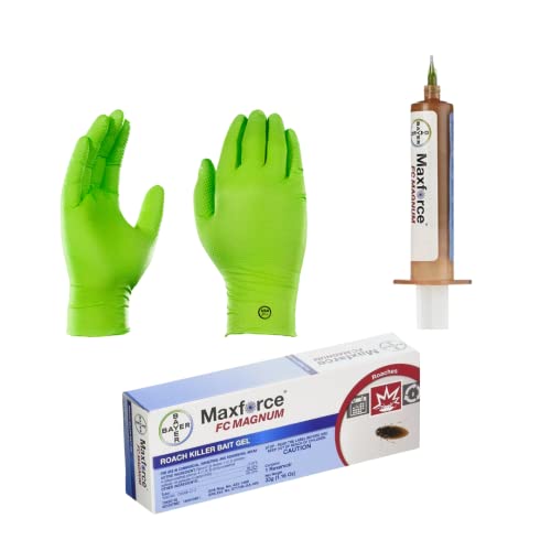 MaxForce Cockroach Gel- Magnum - Roach Killer Indoor infestation - Prevent All Cockroach Species - with Premium USA-Supply Gloves- 1 TubeĆ30g