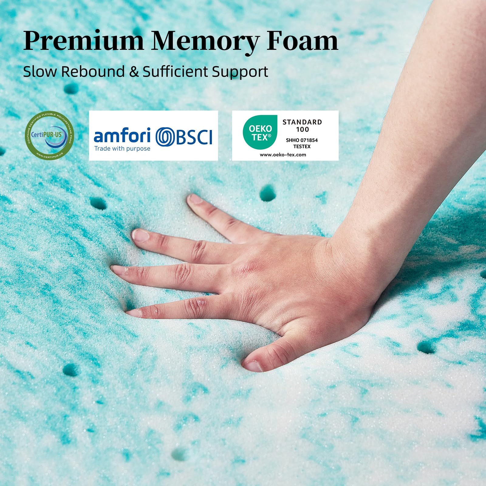 SIEMOUR 3 inch Memory Foam Mattress Topper King Size, Gel Infused Memory Foam Mattress Pad for Pressure Relief, 76x80 Inches, Blue