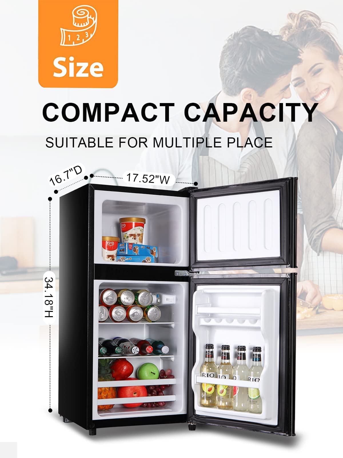 KRIB BLING Mini Fridge With Freezer…