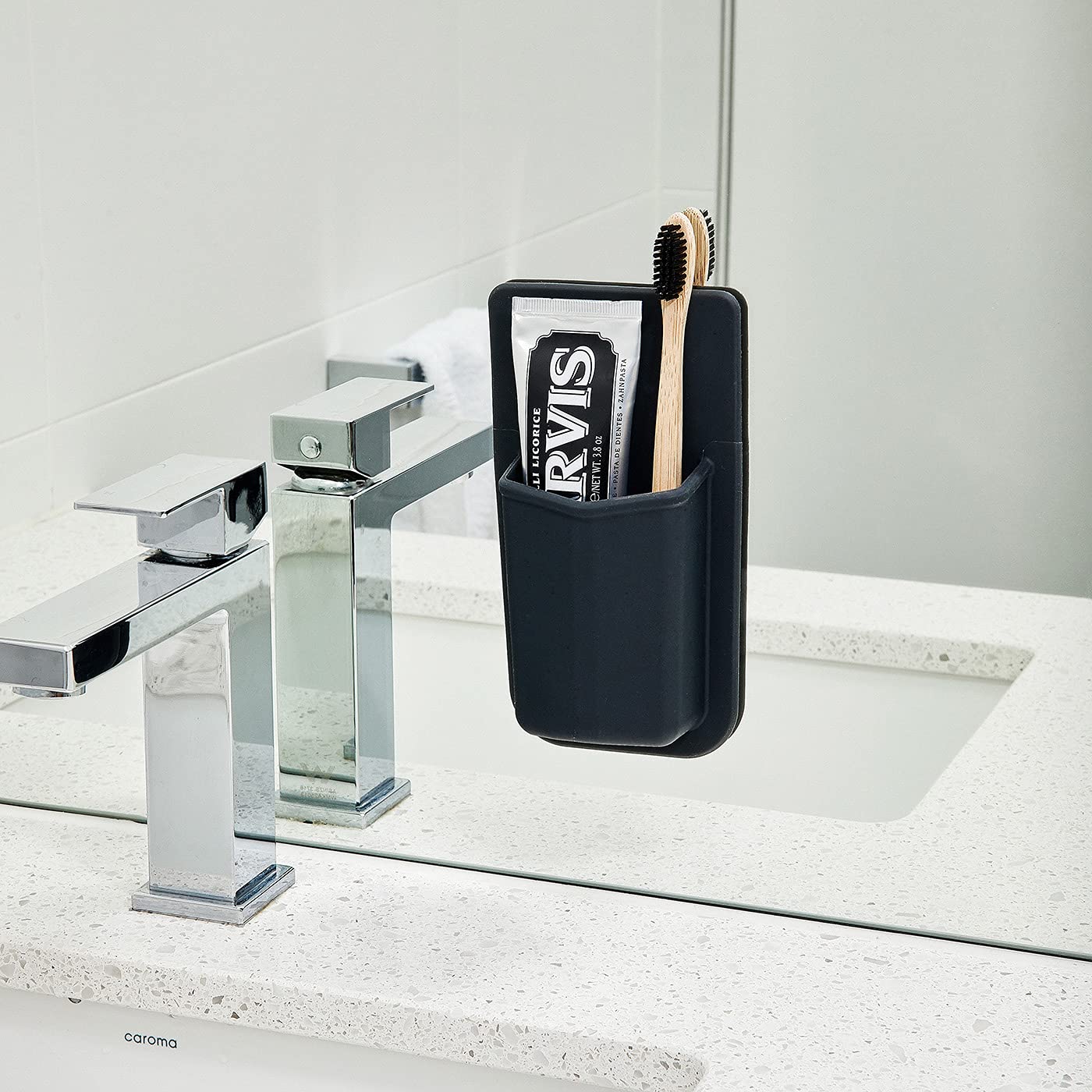 Tooletries - The Henry Essentials Holder - Silicone Toiletry Organiser, Shower & Bathroom Accessory - Features Silicone-Grip Technology, Removable & Reusable - Charcoal