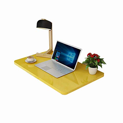 PIBM Stylish Simplicity Shelf Wall Mounted Floating Rack Shelves Foldable Computer Desk Simple Stable Save Space Bearing Strong,12 Sizes,5 Colors, Yellow , 120X50cm