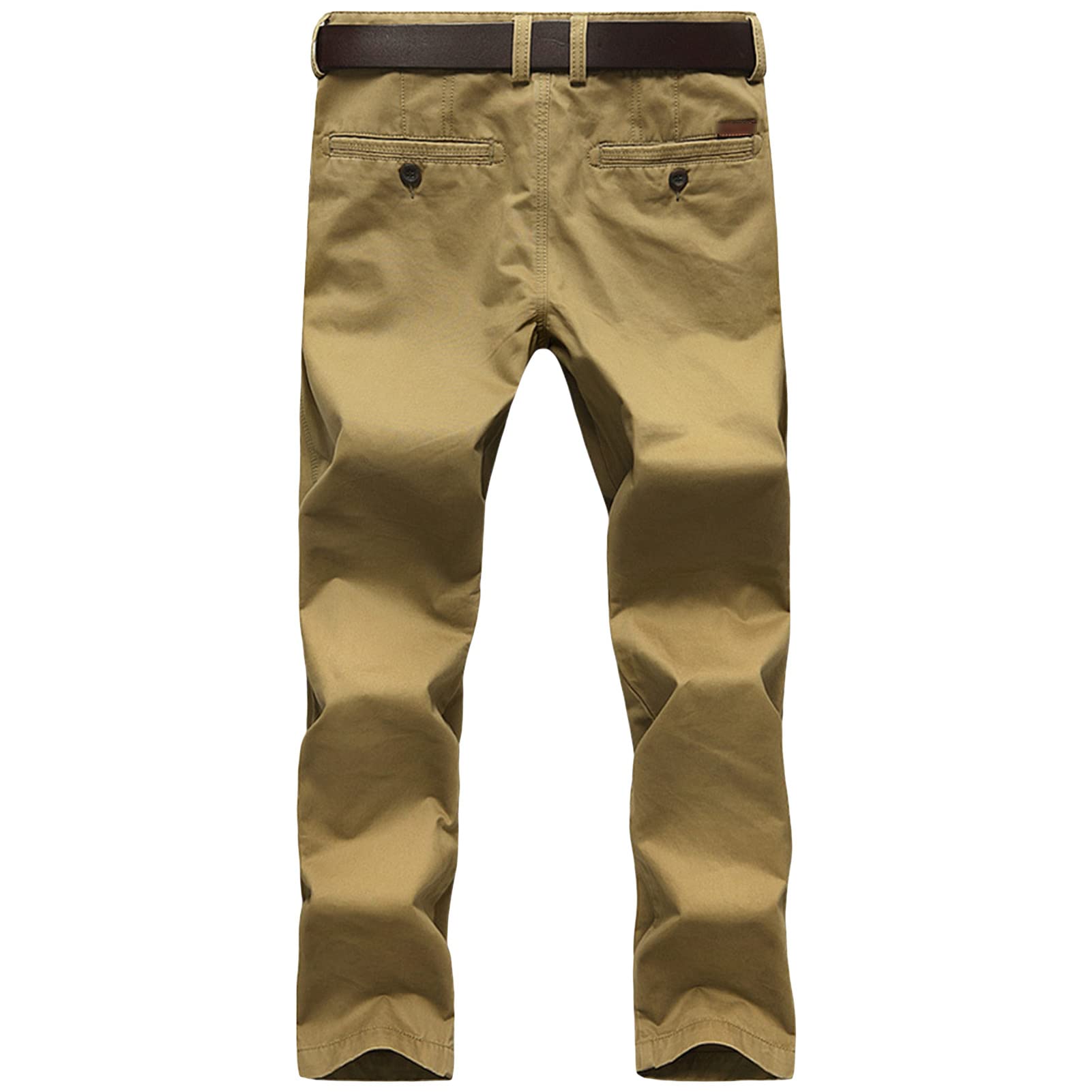 Men Relaxed Fit Casual Cotton Pant Chino Flat Front Classic Straight Pants Lightweight Business Comfort Trousers (Khaki,38)