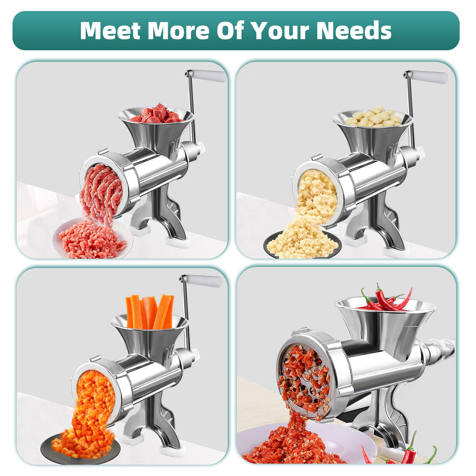 Meat Grinder Manual Mincer - Manual Meat Grinder Sausage Maker Table Mount Pork Mincer Sausage Stuffer Funnel Make Homemade Burger Patties Hand Operated Kitchen Tool