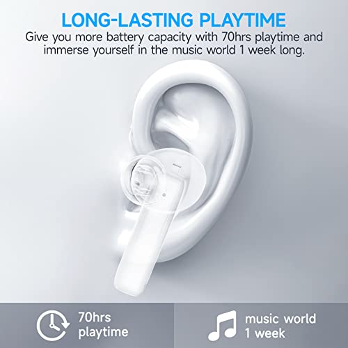 MANKIW Hybrid Active Noise Cancelling Wireless Earbuds, in Ear Bluetooth 5.3 Earbuds, ANC Earbuds,HiFi Stereo Touch Earbuds for iPhone/Android-White