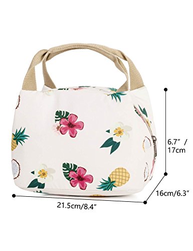 Leaper Reusable Pineapple Lunch Bag Insulated Lunch Tote Bag Lunch Box Beige