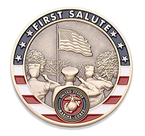 Marine Corps First Salute Challenge Coin - USMC Challenge Coin - Amazing US Marine Corps Military Coin - Designed by Marines for Marines