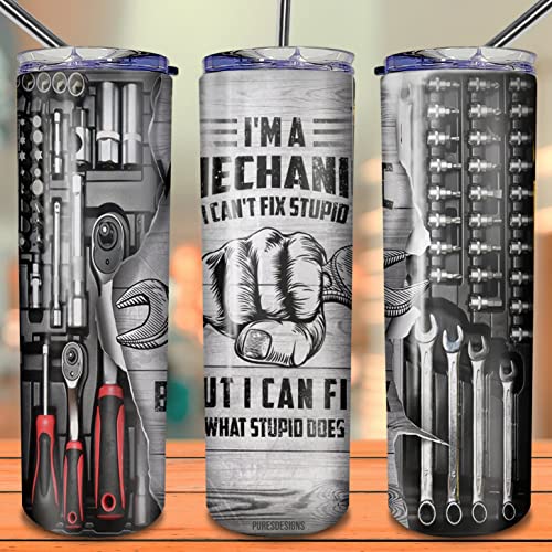 Mechanic Tools Box Motivational Car Love Funny Tumbler Cup Best Gift For Mens, Dad, Plumber Handyman - Double Wall Vacuum Thermos Insulated Travel Coffee Mug 20oz With Lid