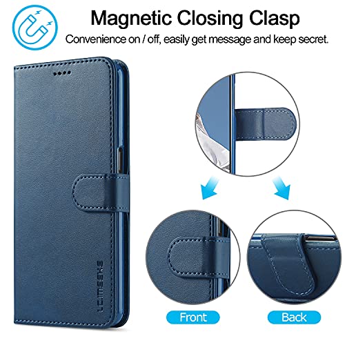 Phone Flip Case Compatible with OPPO Reno 6Pro 5G PU Leather Wallet Case,with Card Slot [Stand Feature] Magnetic Closure Protective TPU Shockproof Flip Cover Case phone protection ( Color : BLUE )