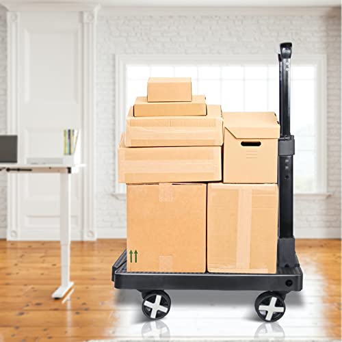 LKFDFIA Folding Hand Truck Portable Foldable Dolly Cart 110 lbs Lightweight Luggage Cart with Backpack & 3 Ropes, Dolly for Moving Travel Shopping Airport Office Use