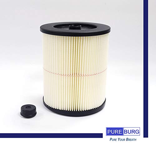 PUREBURG 17816 Replacement Red-Stripe Filter Compatible with Craftsman 5/6/8/12/16/32 Gallon Large Wet Dry Shop Vacs Replace Part# 9-17816/17816, 1-Pack