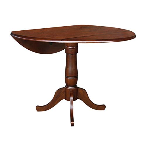 Pemberly Row 42" Round Dual Drop Leaf Pedestal Table - 35.5" H Espresso