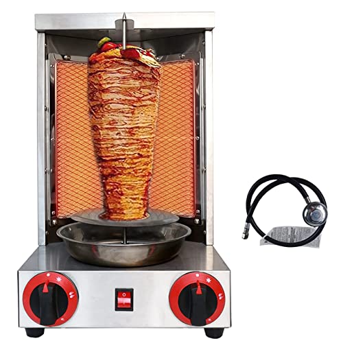 Li Bai Shawarma Machine Kebab Grill Gas Vertical Broiler Gyro Meat Rotisserie with 2 Burner for Restaurant Home Garden(Registered Design Patent)