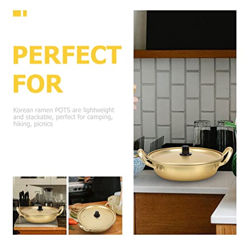 Luxshiny Korean Ramen Cooking Pot Ramen Cooking Pot with Lid Korean Ramen Pot Fast Heating Pot Alluminum Noodles Pot with Handles Kitchen Cookware for Soup Pasta Stew 20cm