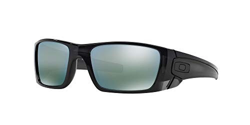 Oakley Men's OO9096 Fuel Cell Rectangular Sunglasses, Polished Black Ink/Emerald Iridium, 60 mm