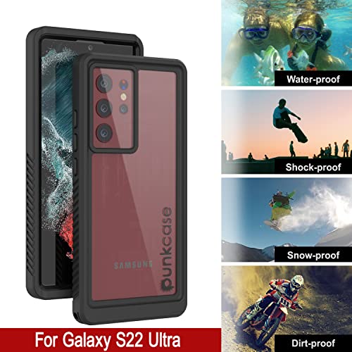 Punkcase Galaxy S22 Ultra Waterproof Case [Extreme Series] [Slim Fit] [IP68 Certified] [Shockproof] [Dirtproof] [Snowproof] Armor Cover for Galaxy S22 Ultra 5G (6.8") (2022) [Black]