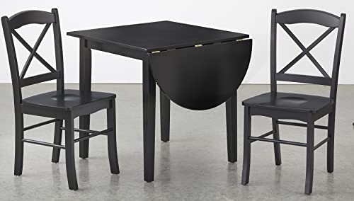 Target Marketing Systems Tiffany Two-Toned Single Drop Leaf Dining Table for Small Spaces, and Apartments, Made of Solid Rubberwood, Expands from 30" to 43", Black