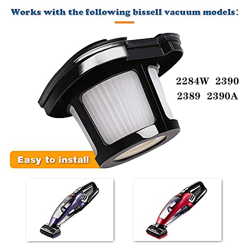 Vacuum Filter Replacement for Bissell 2284w Hand Car Vac and 2390 2389 2390A Pet Hair Eraser Vac,Replace # 1614212 1614203 1614204