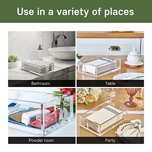 LEVIMETREE Acrylic Napkin Holder for Bathroom, Kitchen or Dining Table - Guest Towel Holder Tray for Bathroom, Table Top Decorative Napkin Tray for Dining Table and Kitchen,8.7”x5.2”x2.5” Inside Size