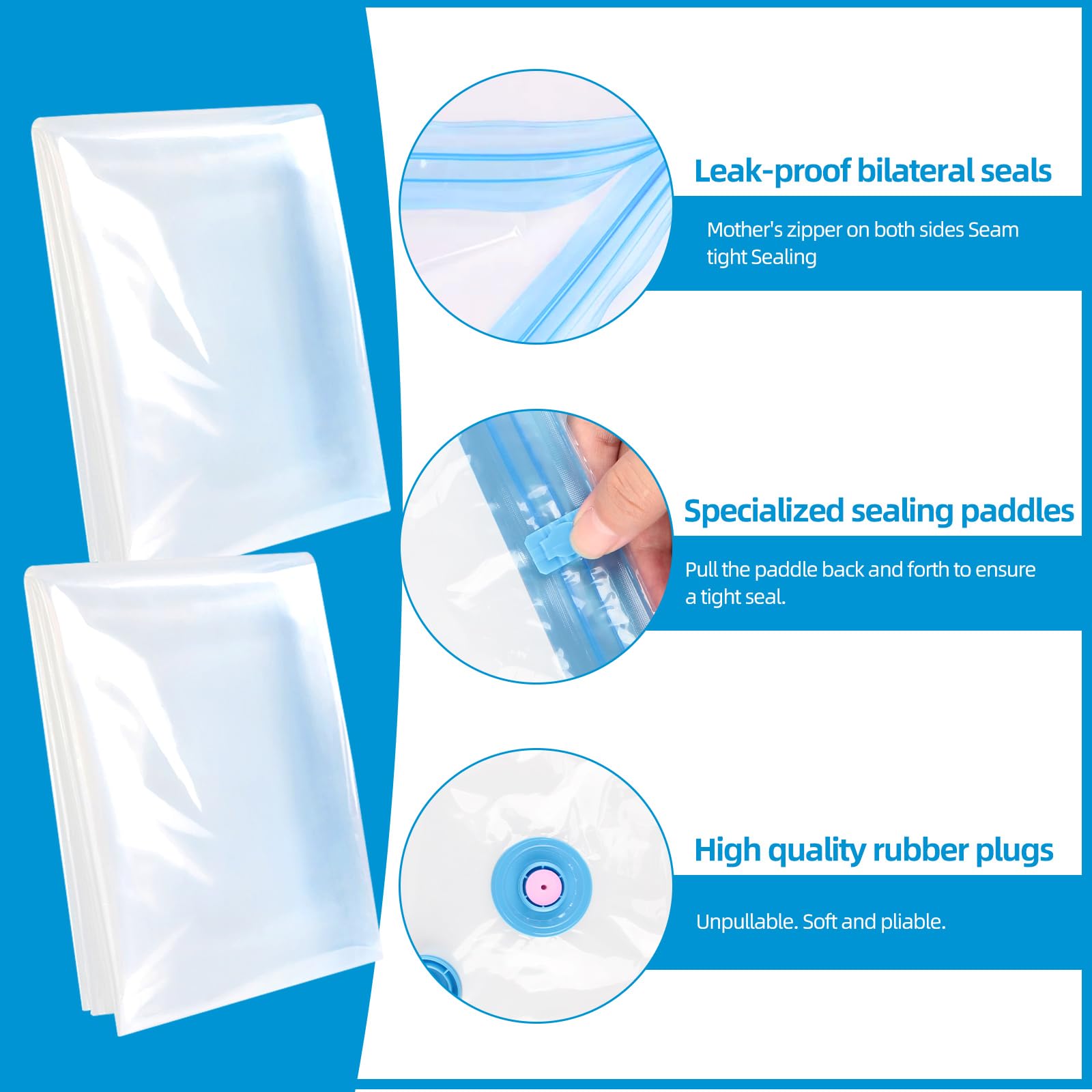 NOEAIKE 20 Pack Vacuum Storage Bags with Hand Pump,Space Saver Vacuum Seal Bags(4Jumbo 4Large 4Medium 4Small 4Roll Up) Compression Bags for Packing/Moving for Clothes,Blankets,Bedding,Comforter