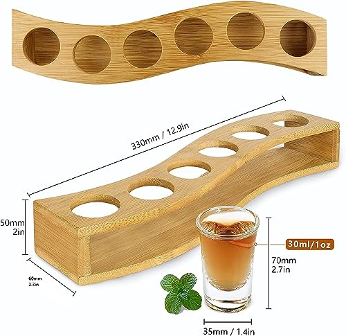 LINALL Shot Glasses 12pcs Shot Glass Set 1oz/30ml Shot Glass Holder Heavy Base for Whisky Tequila 12 Shot Glass Serving Tray (12pcs)