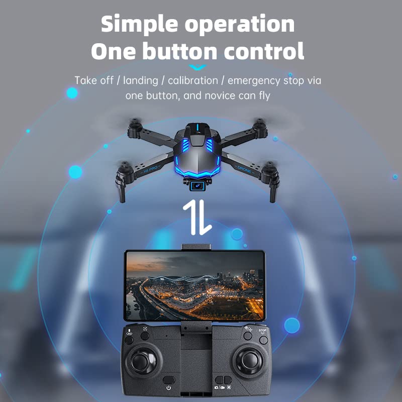 PUINGREN X6pro RC Drone With 4khd Dual Camera,Drone Altitude Hold Mode (optical Flow Location)Intelligent Obstacle Avoidance Remote Control Aircraft Toy (Single camera + 2 batter)