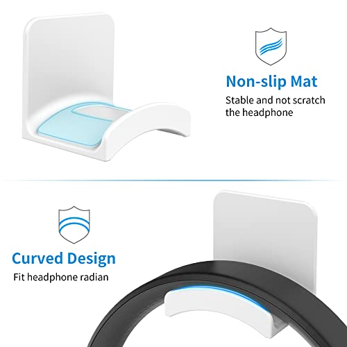 SOKUSIN Headphone Stand Headset Holder - Adhesive Gaming Earphones Hanger, Universal Desk Wall Mount Hook for All Headphone/Controller, Compatible with Beats, AirPods Max,Sony, JBL (White)