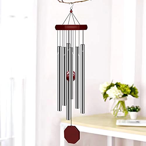 Memorial Wind Chimes Outdoor Large Deep Tone, Sympathy Wind-Chime Personalized with 6 Tuned Tubes, Elegant Chime for Garden Patio Balcony and Home