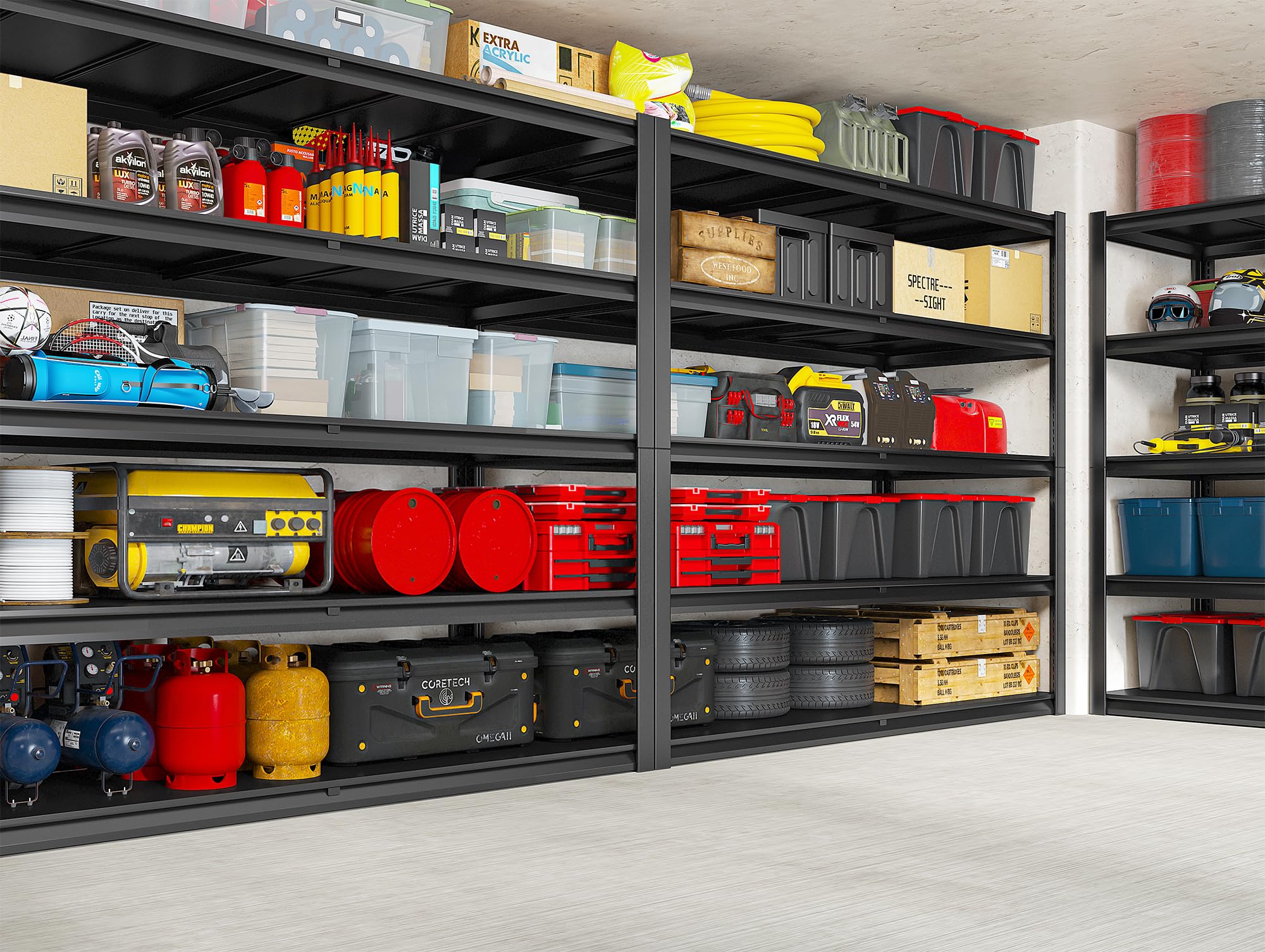 REIBII 78" H Garage Shelving, 55" W Storage Shelves 3000LBS Heavy Duty Shelving 5 Tier Adjustable Metal Shelving Unit for Storage Rack Garage Shelves Industrial Storage Shelf 55" W x 26" D x 78" H
