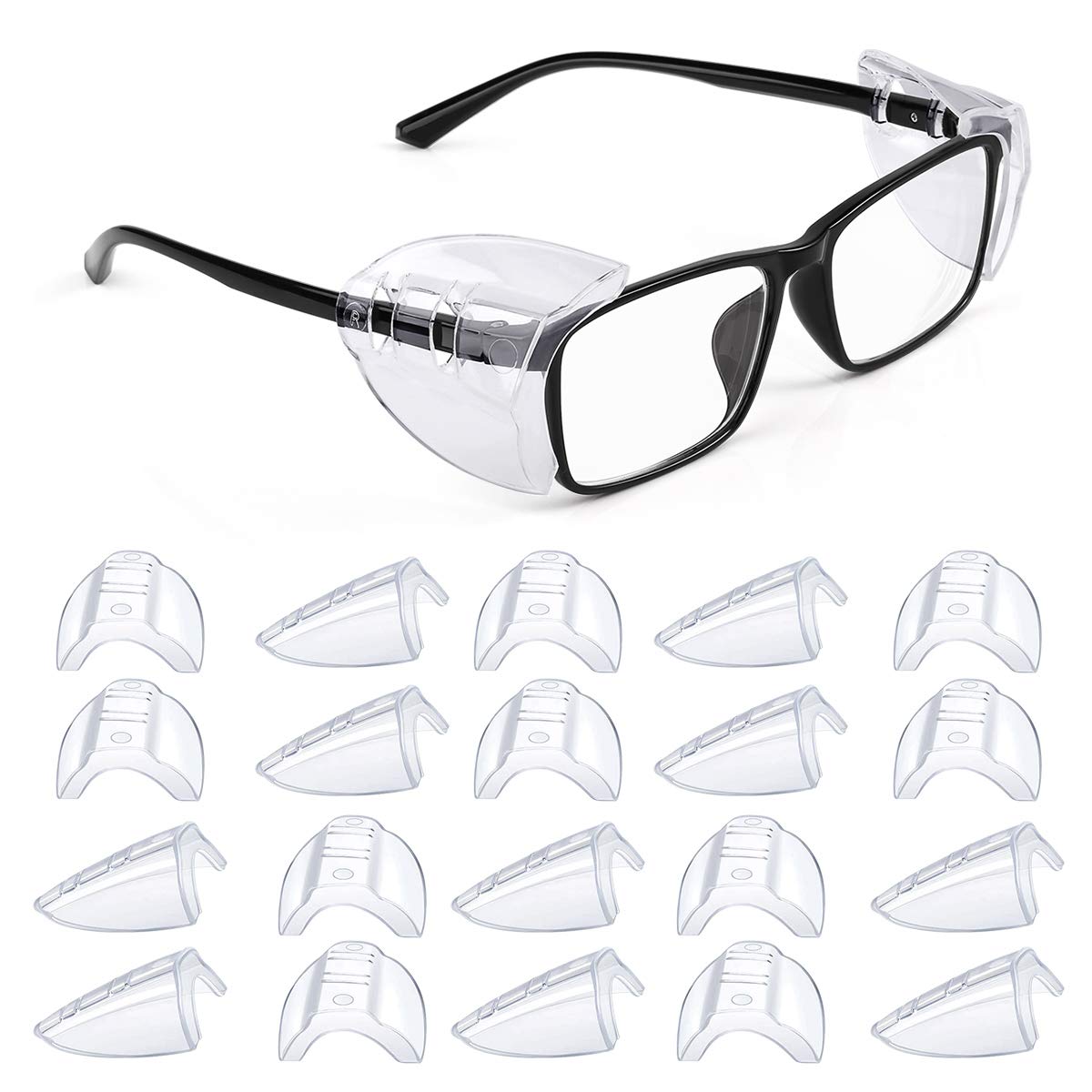 MELASA 12 Pairs Eye Glasses Side Shields, Flexible Slip on Side Shields for Safety Glasses Fits Small to Large Eyeglasses Universal