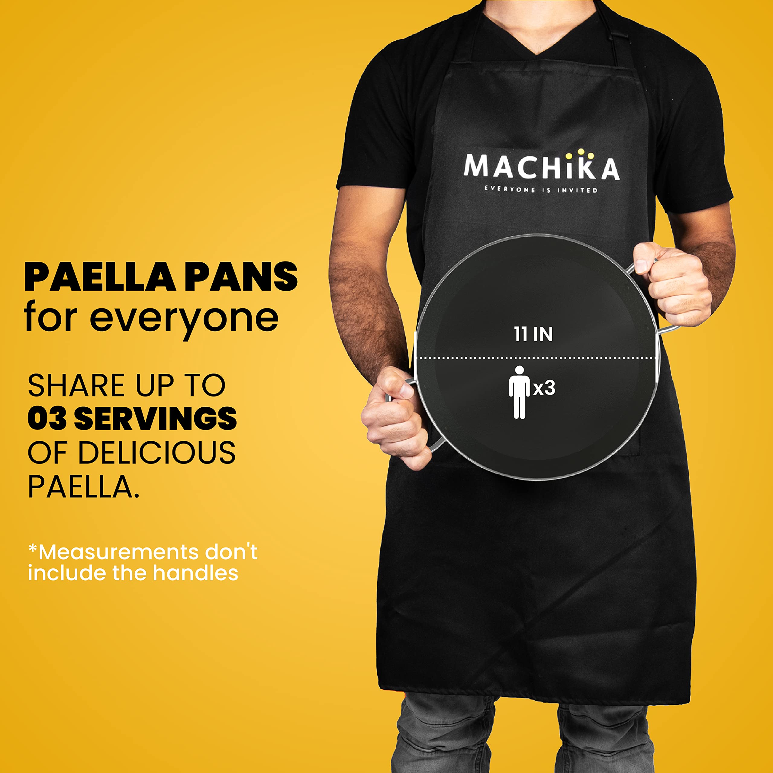 Machika Stainless Steel Pan with Non-Sticking Surface | Cooking Pan | Large Skillet Perfect for Preparing Mediterranean Food | Sandwich Bottom | 3 Servings | 11 inches |