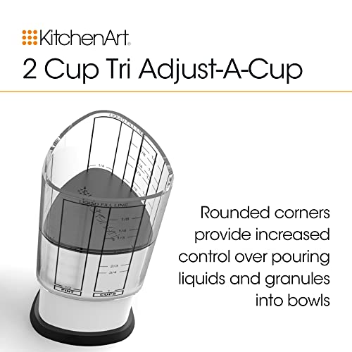 KitchenArt 2 Cup Tri Adjust A-Cup, Easy Pour Measuring Cup, 3.25x3.25x6", Black/White
