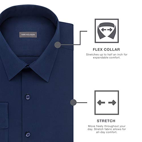 Van Heusen mens Regular Fit Flex Collar Stretch Solid Dress Shirt, Blue Frost, 17.5 Neck 34 -35 Sleeve US