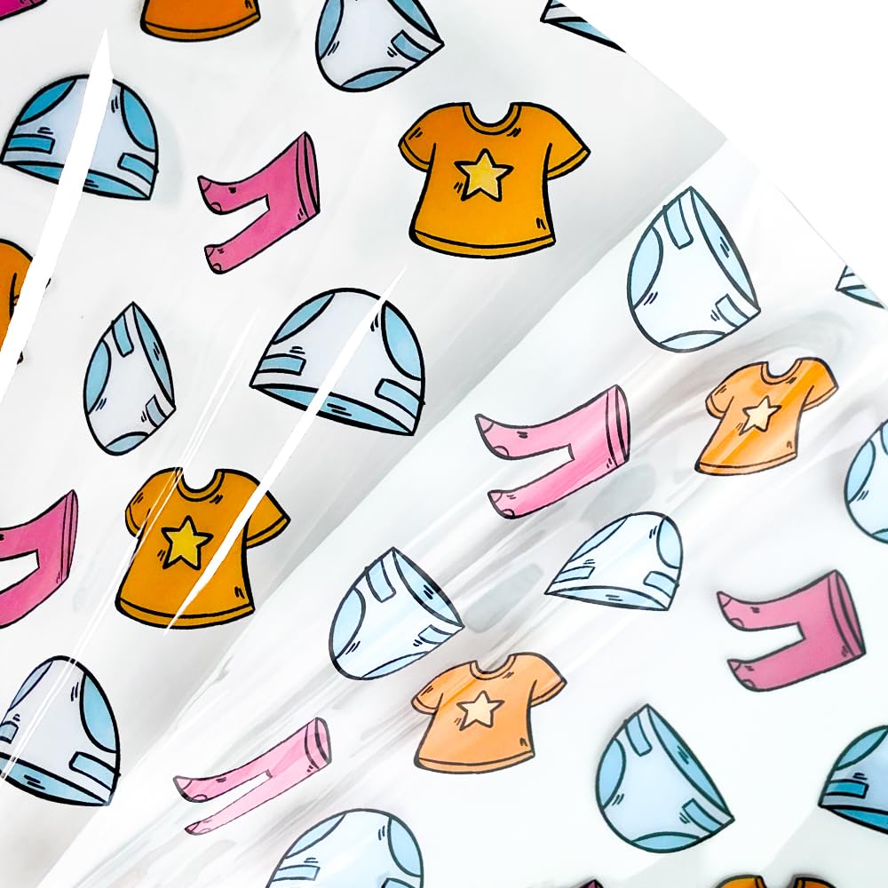 ONEART | Feeder Printed Clear TPU Vinyl Fabric, 12"×54" Transparent Vinyl Leather Roll for Bows Embroidery Appliques