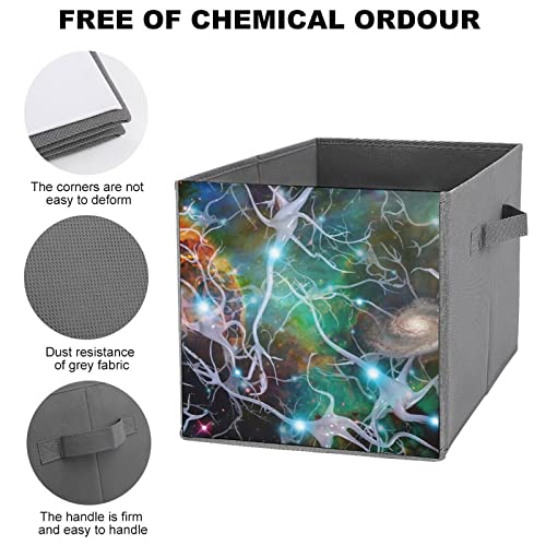 Medical Nerve Decorative PU Leather Collapsible Storage Bins Canvas Cube Organizer Basket with Handles
