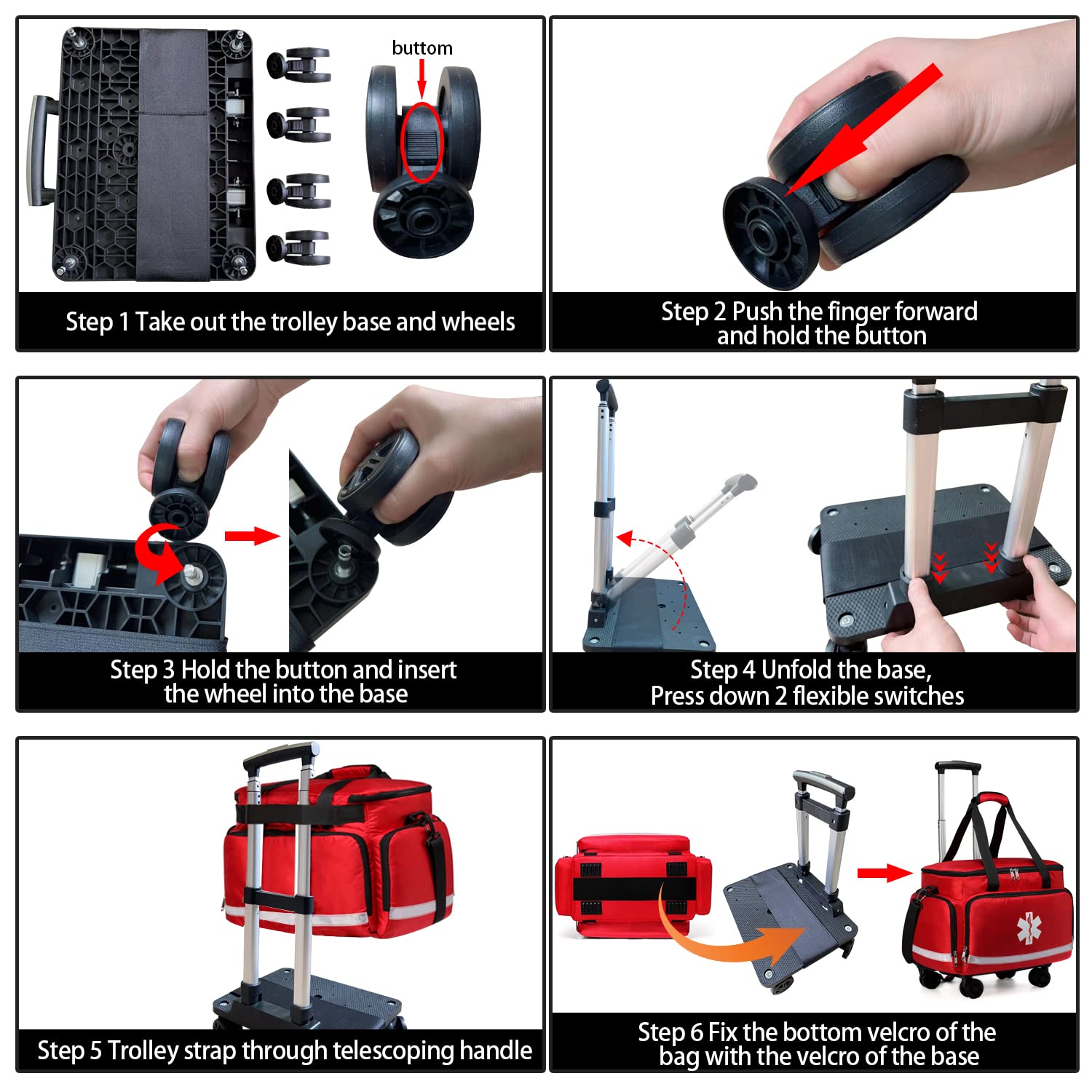 Medical Bag Rolling Roller Bag Trolley Duffel Nurses EMT CNA RN Empty for First Aid Responder Home Health Care Nursing Student Roll Duffle Bag Carry on with Wheels Wheeled Work Physicians Doctor