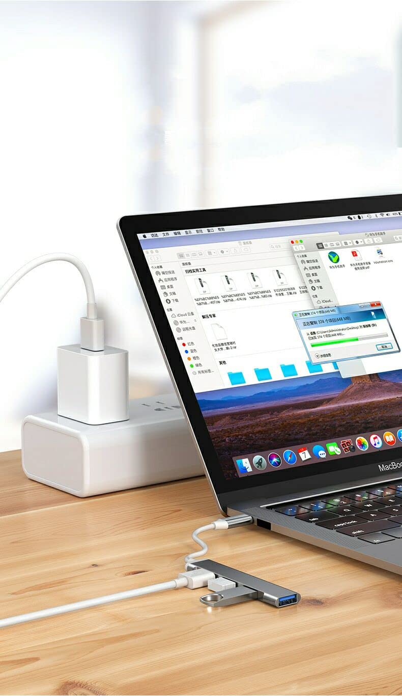 Mini USB Hub Extensions, 4 Port USB 3.0 Hub Expander, USB Adapter Station, Ultra Slim Portable Data Hub Applicable for Laptop, iMac Pro, MacBook Air, Mac, Notebook PC, USB Splitter Aluminum