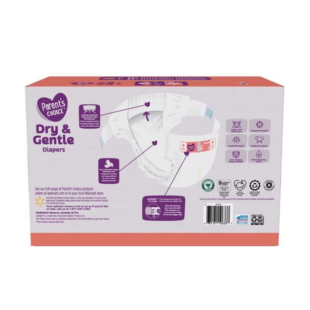 Parent's Choice Dry and Gentle Baby Diapers, Size 2, 40 Count